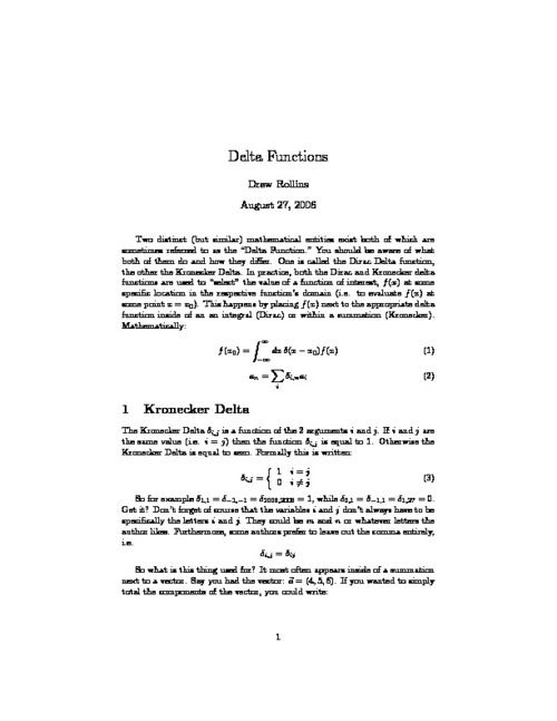 Delta Functions [Pdf] | HackerNews | uDocz