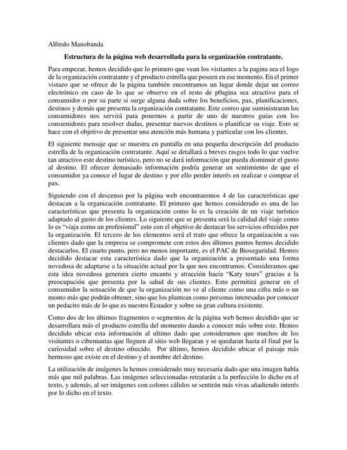 Analizando la creación de la pagina web de una organizacion | alfredo manobanda | uDocz