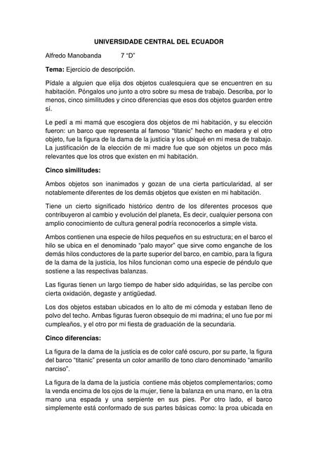 Ejercicio de descripción | alfredo manobanda | uDocz