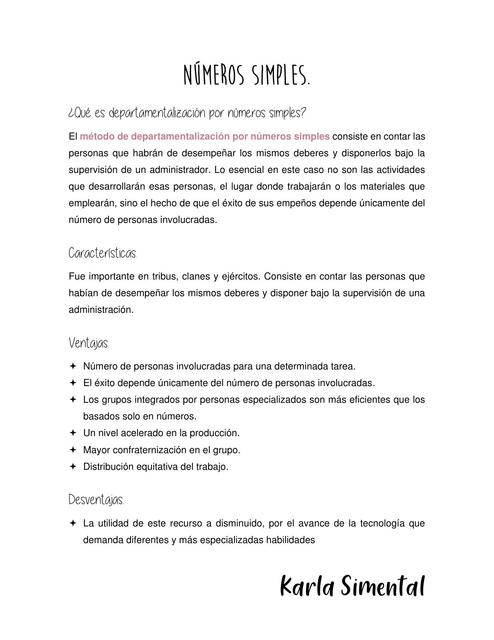 Números Simples Departamentalización | Karla Y. Simental | uDocz