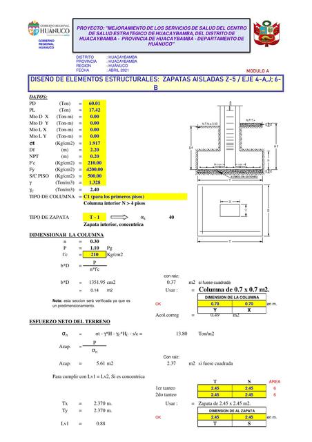Diseño de Zapata Aislada | Christian Aponte Abad | uDocz