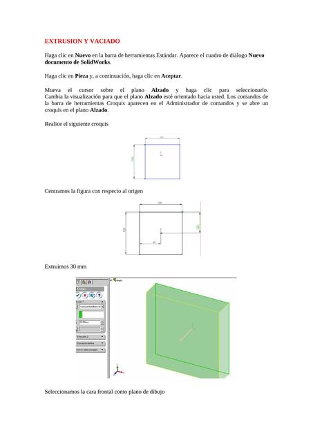 Hacer Extrusion Vaciado Solidworks | Diego Armando Rodriguez | uDocz