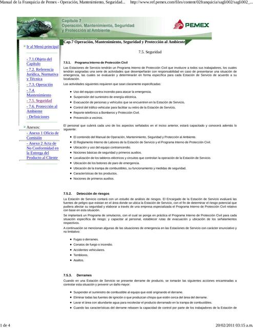 Manual De La Franquicia De Pemex Operaci N Mantenimiento Seguridad Y Protecci N Al Ambiente ...