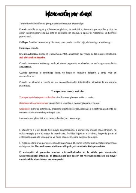 Intoxicación por etanol | uDocz creators | uDocz