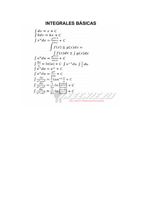 Fórmulas de cálculo integral