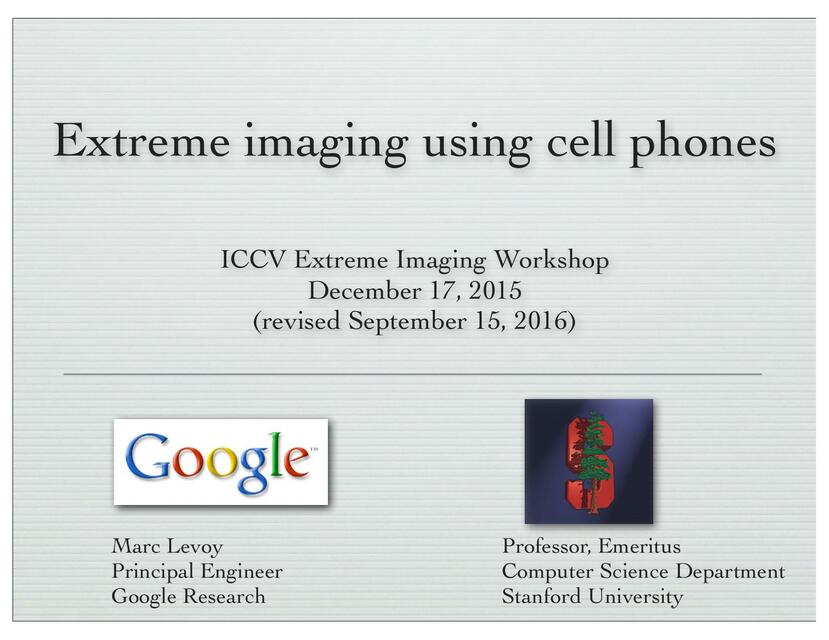 Extreme Imaging Using Cell Phones: Seeinthedark [Pdf] | HackerNews | uDocz