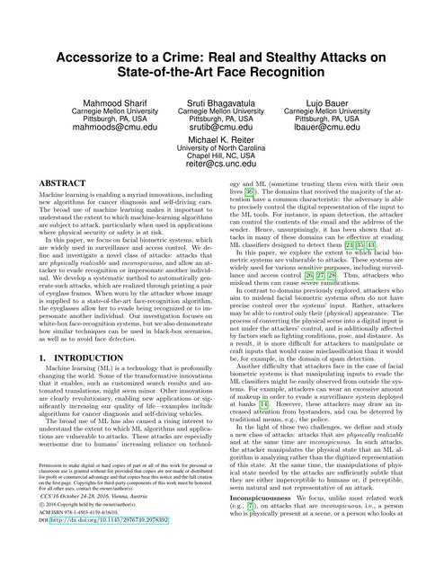Real And Stealthy Attacks On State Of The Art Face Recognition [Pdf] | HackerNews | uDocz