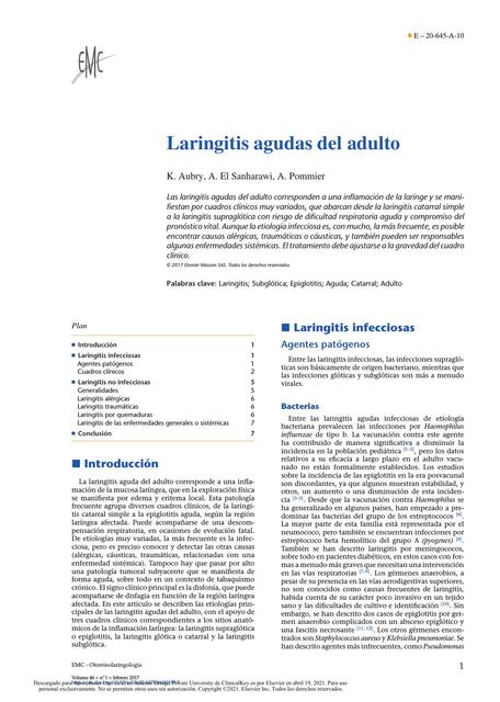 Laringitis Aguda del Adulto | Darlin Yordesley Cruz Huaripata | uDocz