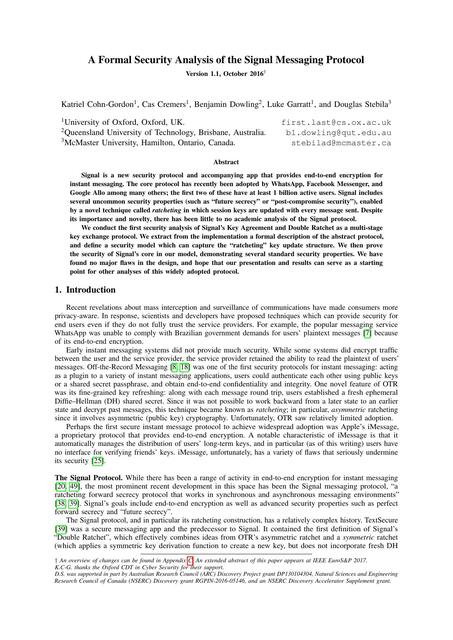 A Formal Security Analysis Of The Signal Messaging Protocol | HackerNews | uDocz