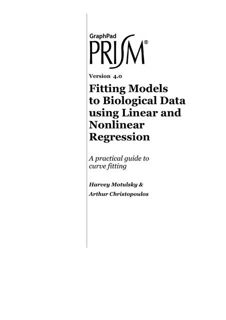 Fitting Models to Biological Data using Linear and Nonlinear Regression ... Fitting Models to Biological Data using Linear and Nonlinear Regression ...