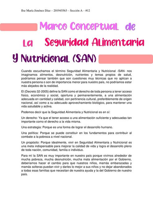 Seguridad Alimentaria y Nutricional (SAN) | Ilse Jiménez | uDocz