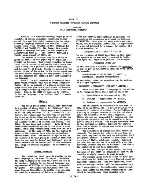 Meta Ii A Syntax Oriented Compiler Writing Language 1964 Pdf Hackernews Udocz 5766