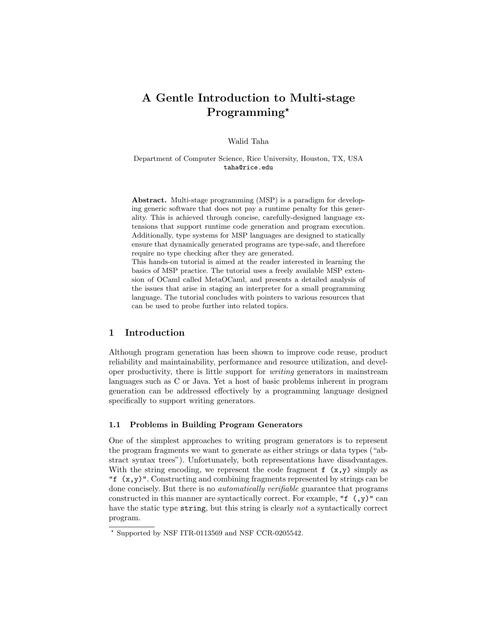A Gentle Introduction To Multi Stage Programming Pdf Hackernews Udocz