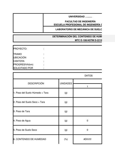 Plantilla de contenido de humedad | Seleny | uDocz