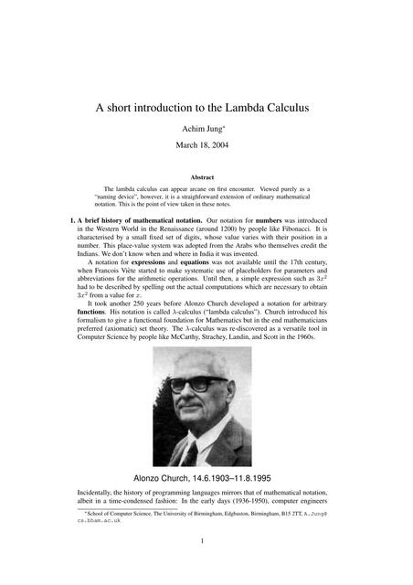 A Short Introduction To The Lambda Calculus Hackernews Udocz 7046