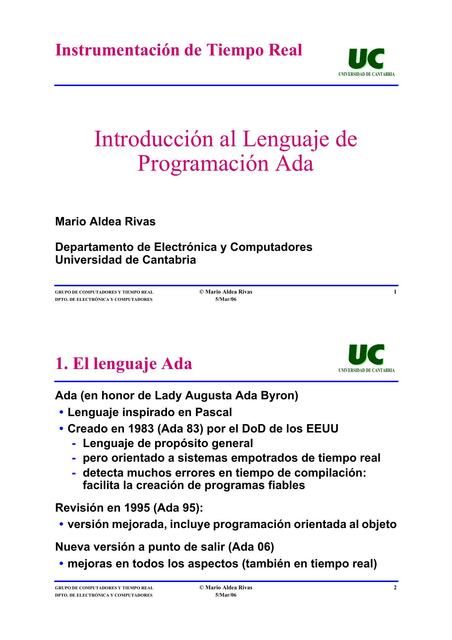 Introducción Al Lenguaje De Programación Ada Mario Aldea Rivas | Marcus ...