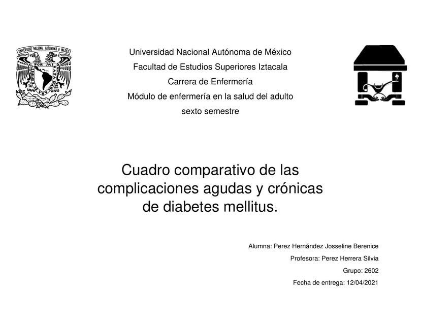 Cuadro comparativo de las complicaciones agudas y crónicas de la ...