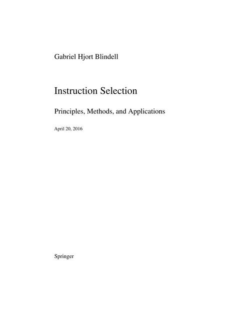 Instruction Selection: Principles, Methods, And Applications [Pdf] | HackerNews | uDocz
