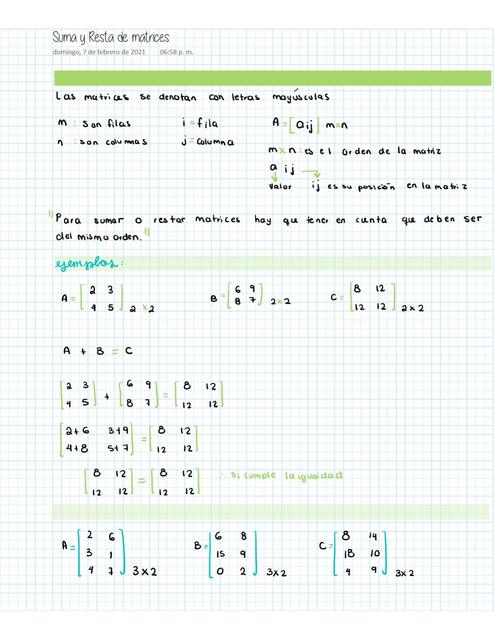 Suma y Resta de matrices | Apuntes con cremosito el inge | uDocz