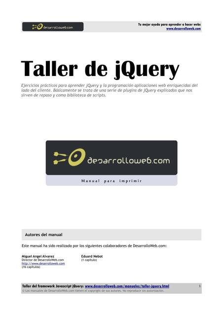 Taller De Jquery.Pdf | Marcus Programador | uDocz
