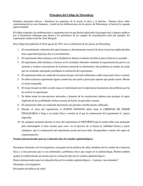 Principios del Código de Núremberg | Leonela Cordova Vena | uDocz