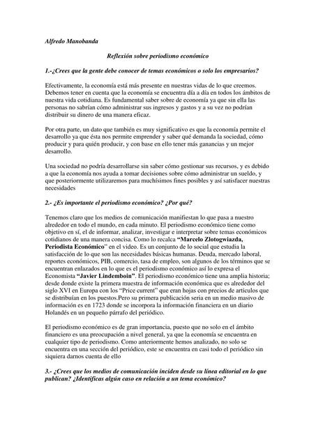 Análisis de periodismo económico | alfredo manobanda | uDocz