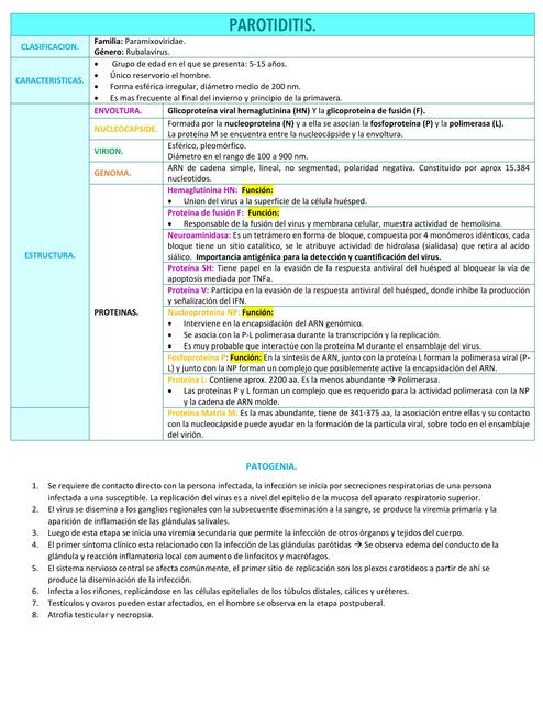 Resúmenes de Parotiditis | Descarga apuntes de Parotiditis