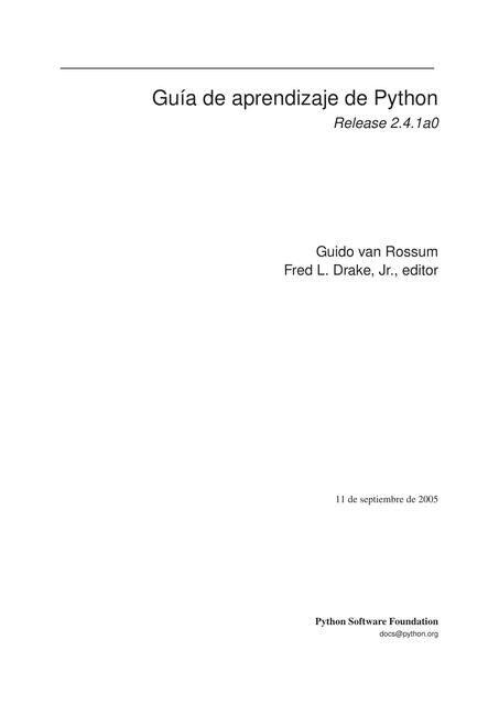 Guía De Aprendizaje De Python Guido Van Rossum | Civil Engineering | uDocz