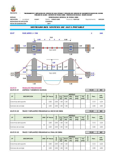 Metrado del Sistema de Agua Potable | yeniffer ramirez | uDocz