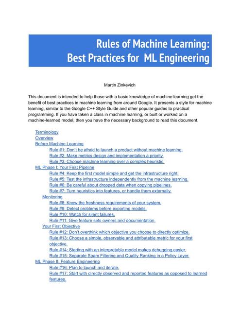 Best Practices For Ml Engineering From Google [Pdf] | HackerNews | uDocz
