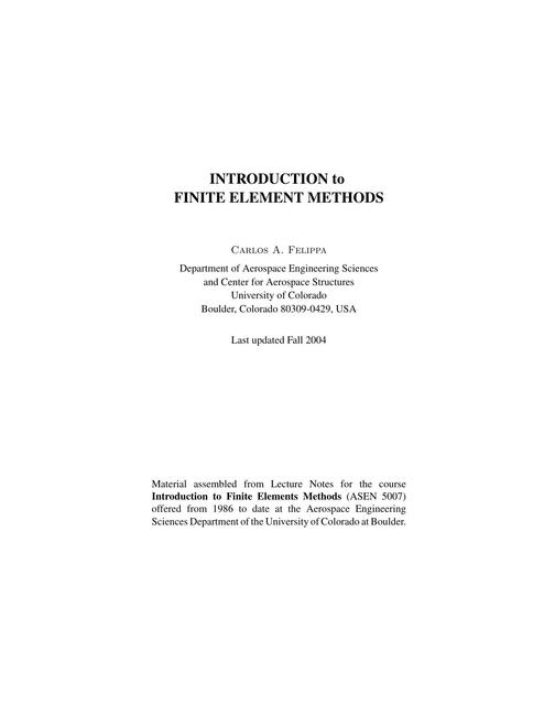 Introduction to Finite Elements Methods | Anon | uDocz