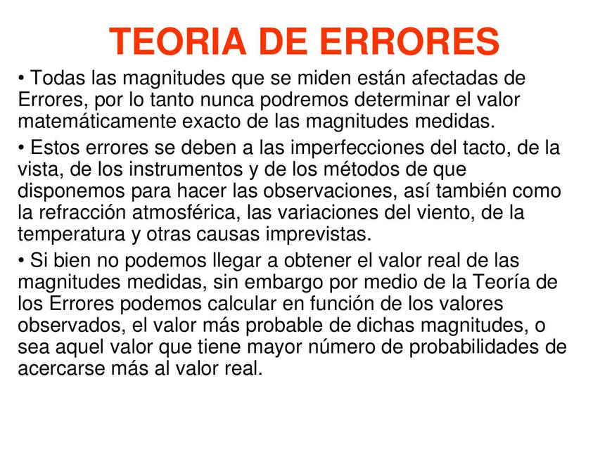 Teoría de Errores | uDocz