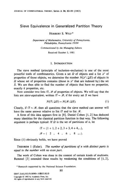 Sieve Equivalence In Generalized Partition Theory 1983 [pdf] Hackernews Udocz