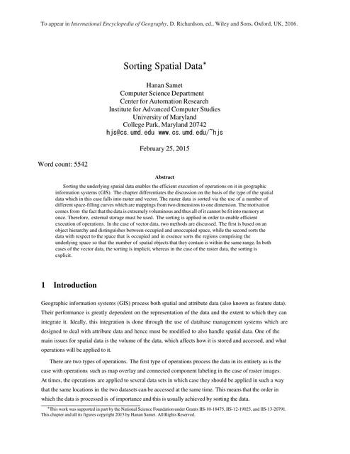 Sorting Spatial Data [pdf] Hackernews Udocz
