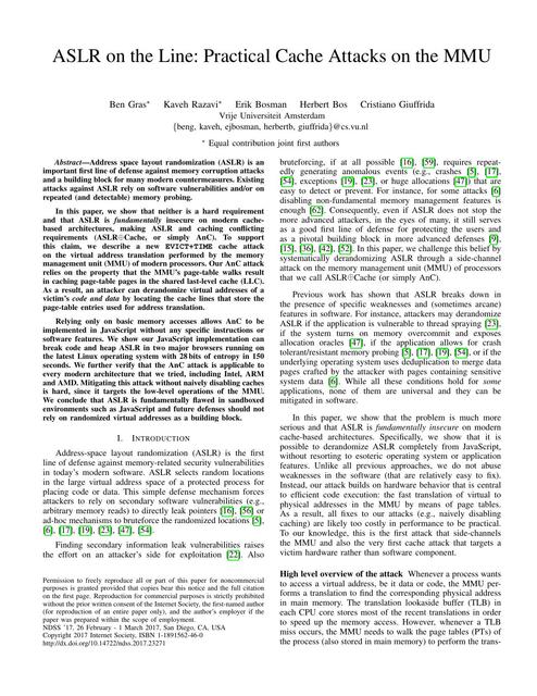 Flashcards de Aslr On The Line: Practical Cache Attacks On The Mmu [Pdf] | Por HackerNews | uDocz