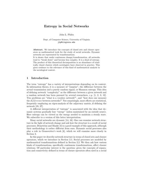 Entropy In Social Networks [pdf] Hackernews Udocz