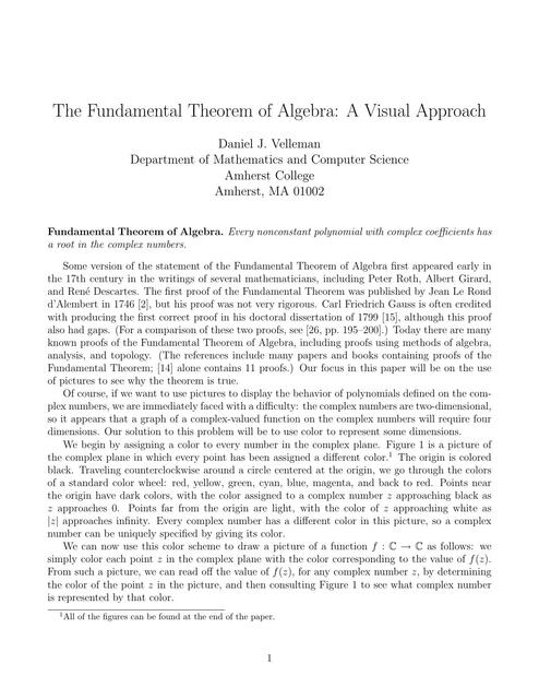 The Fundamental Theorem Of Algebra: A Visual Approach [Pdf] | HackerNews | uDocz