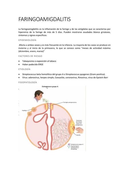 Resúmenes de Faringoamigdalitis | Descarga apuntes de Faringoamigdalitis