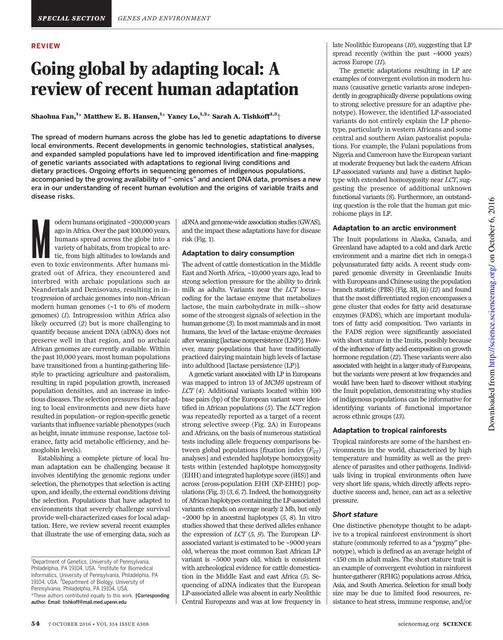 Going Global By Adapting Local: A Review Of Recent Human Evolution [Pdf] | HackerNews | uDocz