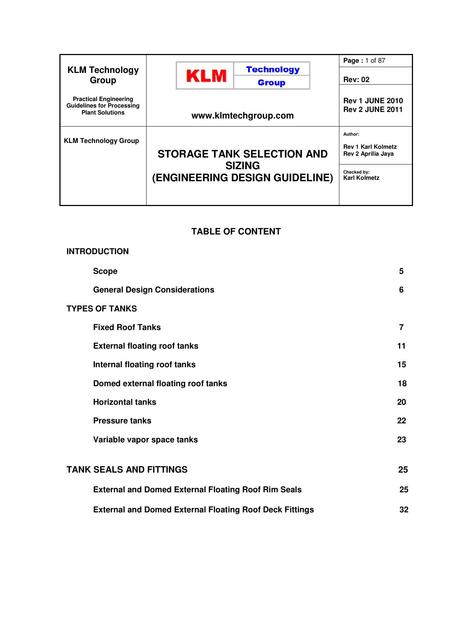Storage Tank Selection and Sizing Engineering Design Guideline | Nelson ...