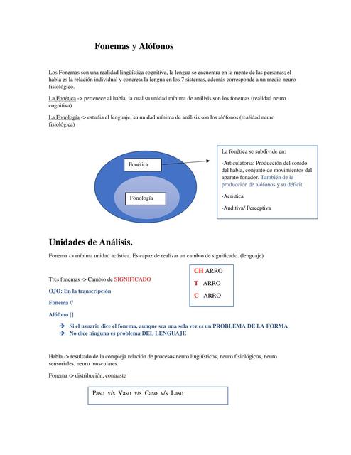 Fonemas y Alófonos | Raquel Rubio Barbano | uDocz