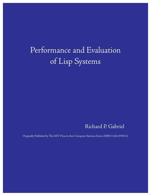 Performance And Evaluation Of Lisp Systems Pdf Hackernews Udocz 0428