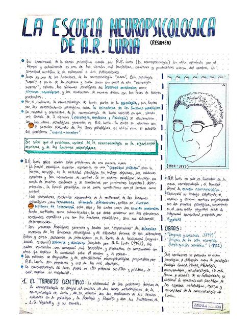 Escuela de Neuropsicologia de A.R Luria | Adriana Zavala | uDocz