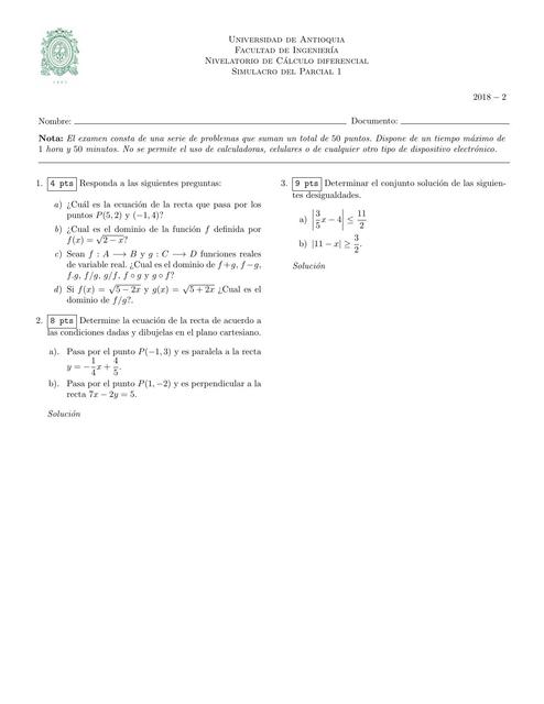 Preguntas De Precálculo Solución A Problemas De Pre Cálculo En