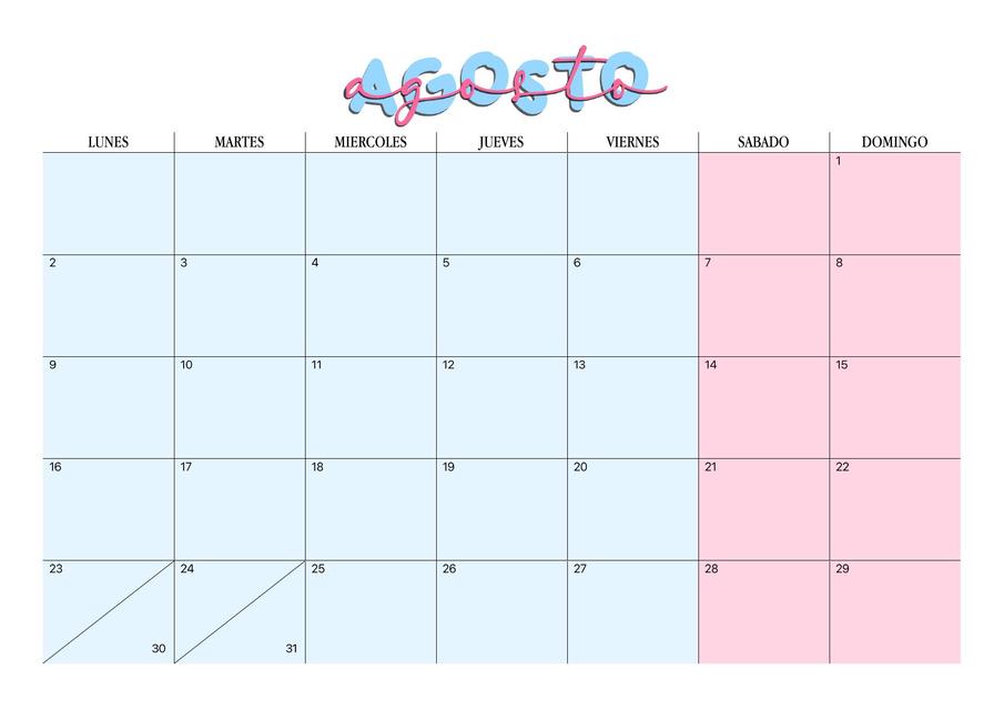 Calendario de Agosto | uDocz