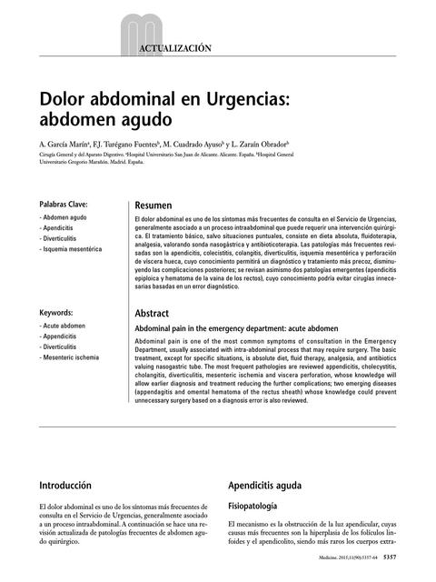 Dolor Abdominal En Urgencias Abdomen Agudo