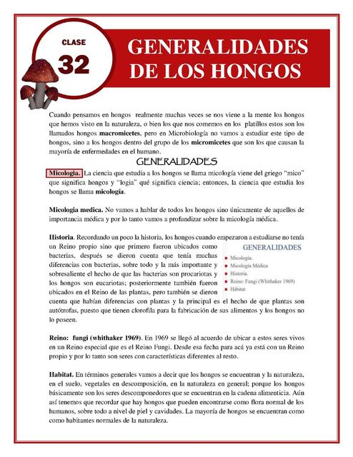 Generalidades de los Hongos | medstdnlife | uDocz