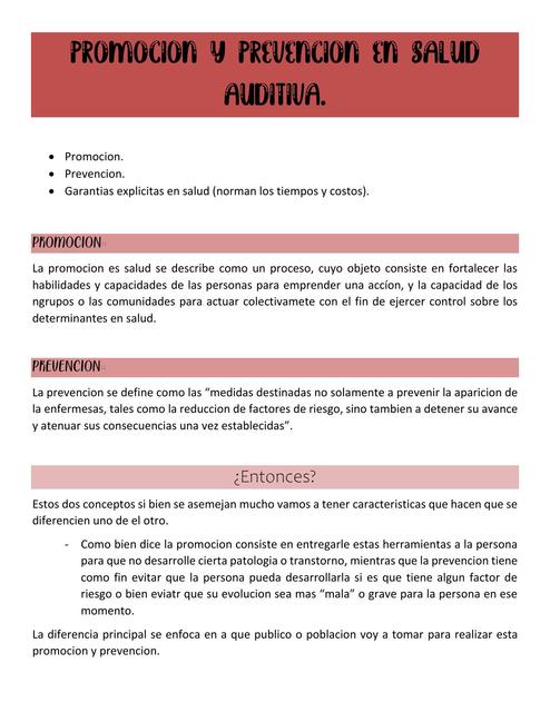 Promoción y Prevención en Salud Auditiva | uDocz