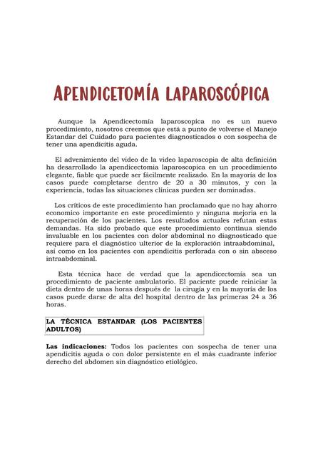Apendicectomía Laparoscópica | Dr. Castro | uDocz