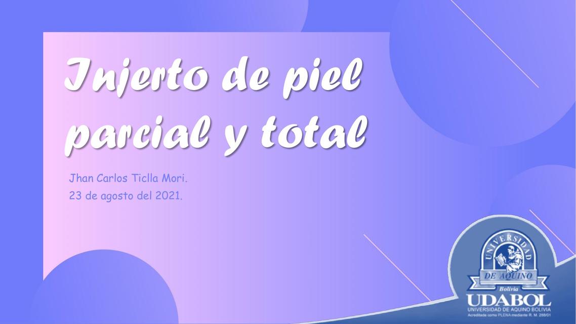 Injerto de Piel Parcial y Total | Jhan Carlos Ticlla Mori | uDocz